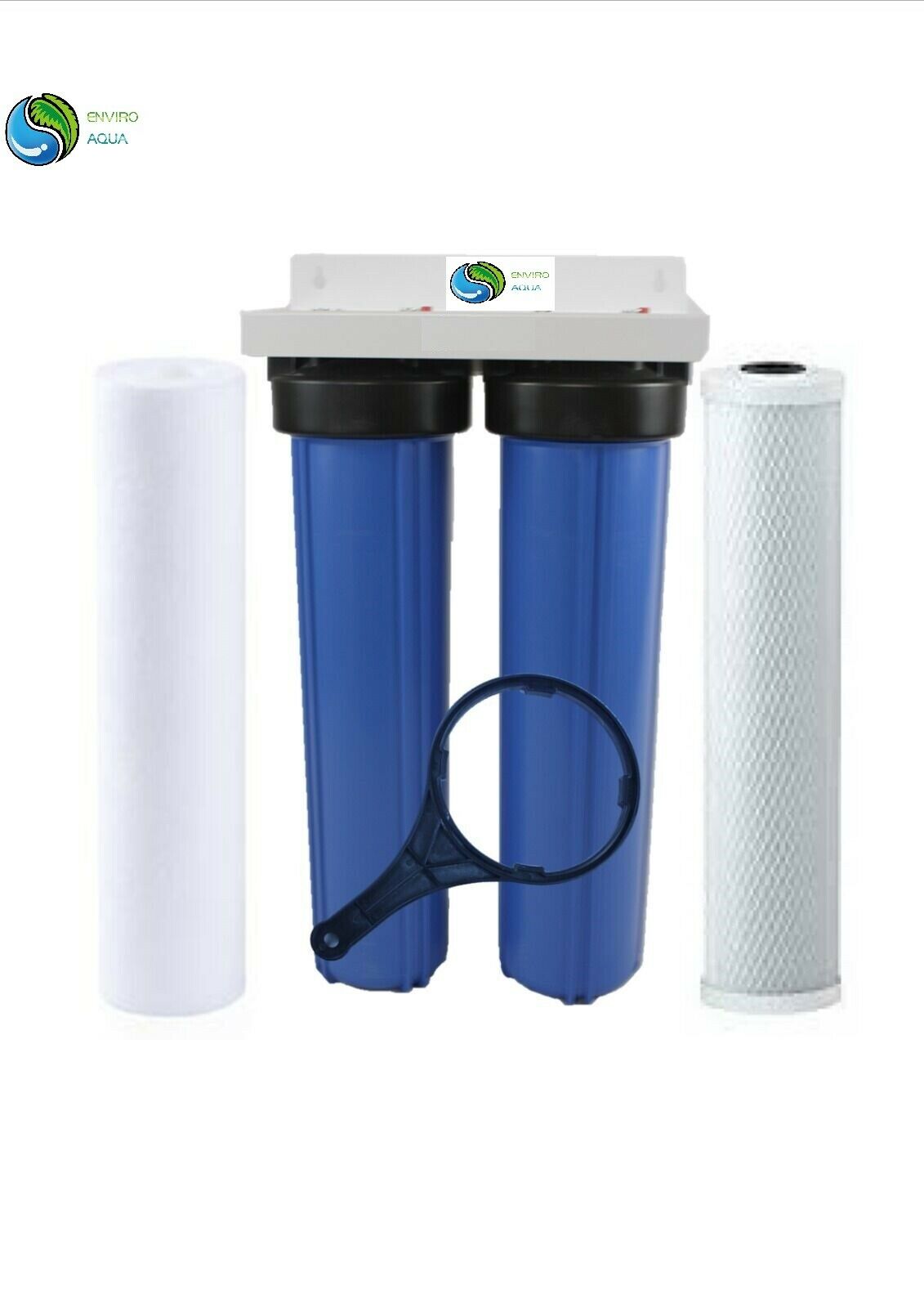 Twin 20" x 4.5" Big Blue Whole House Water Filter System 2 Stage BB ...